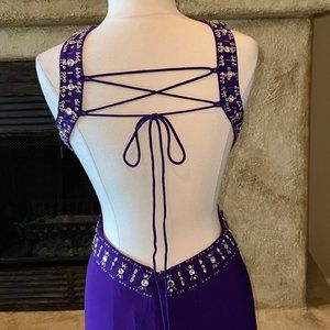 Morgan & Co. | Dresses | Purple Sequin Beaded Evening Long Gown 9 Nwt ...